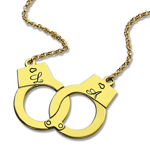 Valentines Day Gifts - Personalized Handcuff Necklace 18k Gold Plated