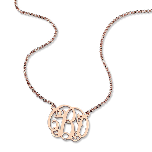 Small Celebrity Monogram Necklace 18k Rose Gold Plated