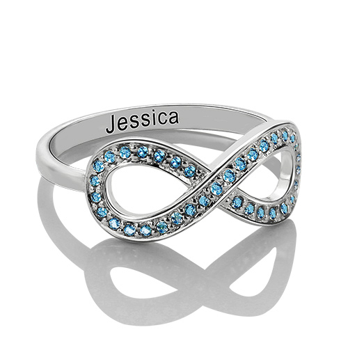 Full Birthstone Infinity Promise Ring Gift Sterling Silver