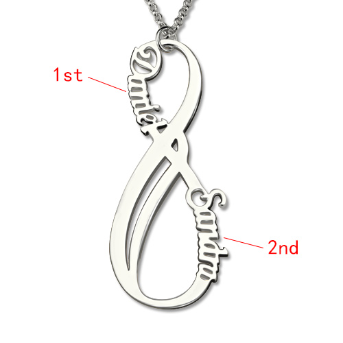 Personalized Vertical Infinity Names Necklace Gift for Her