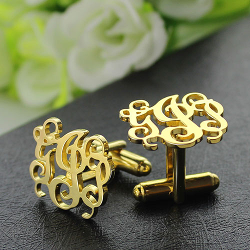 18K Gold Monogrammed Cufflinks for your Initials