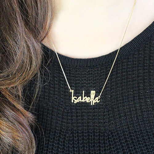Small Name Necklace For Women in Gold