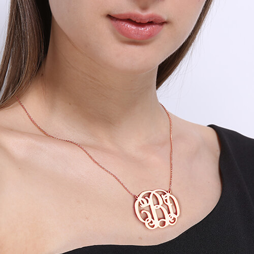 Rose Gold Custom Celebrity Monogram Initial Necklace Unique Gift