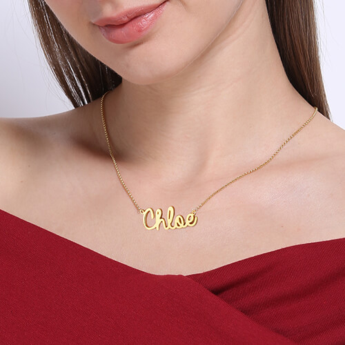 18K Gold Plated Personalized Cursive Name Necklace